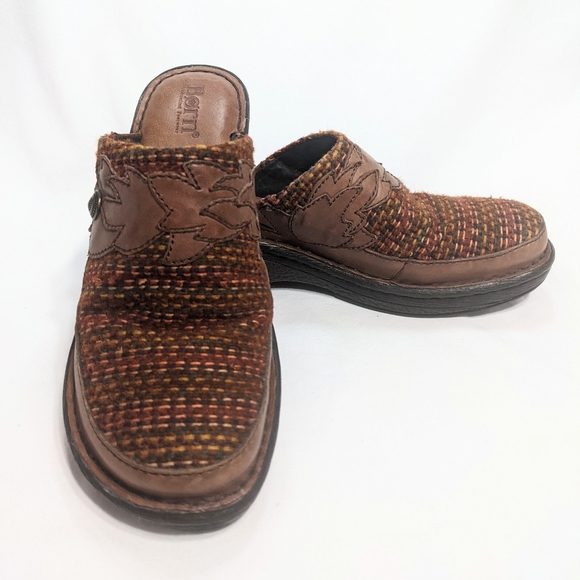 Born | Shoes | Born Clog 8 Clog Slip On Platform Boho Tweed Leather ...